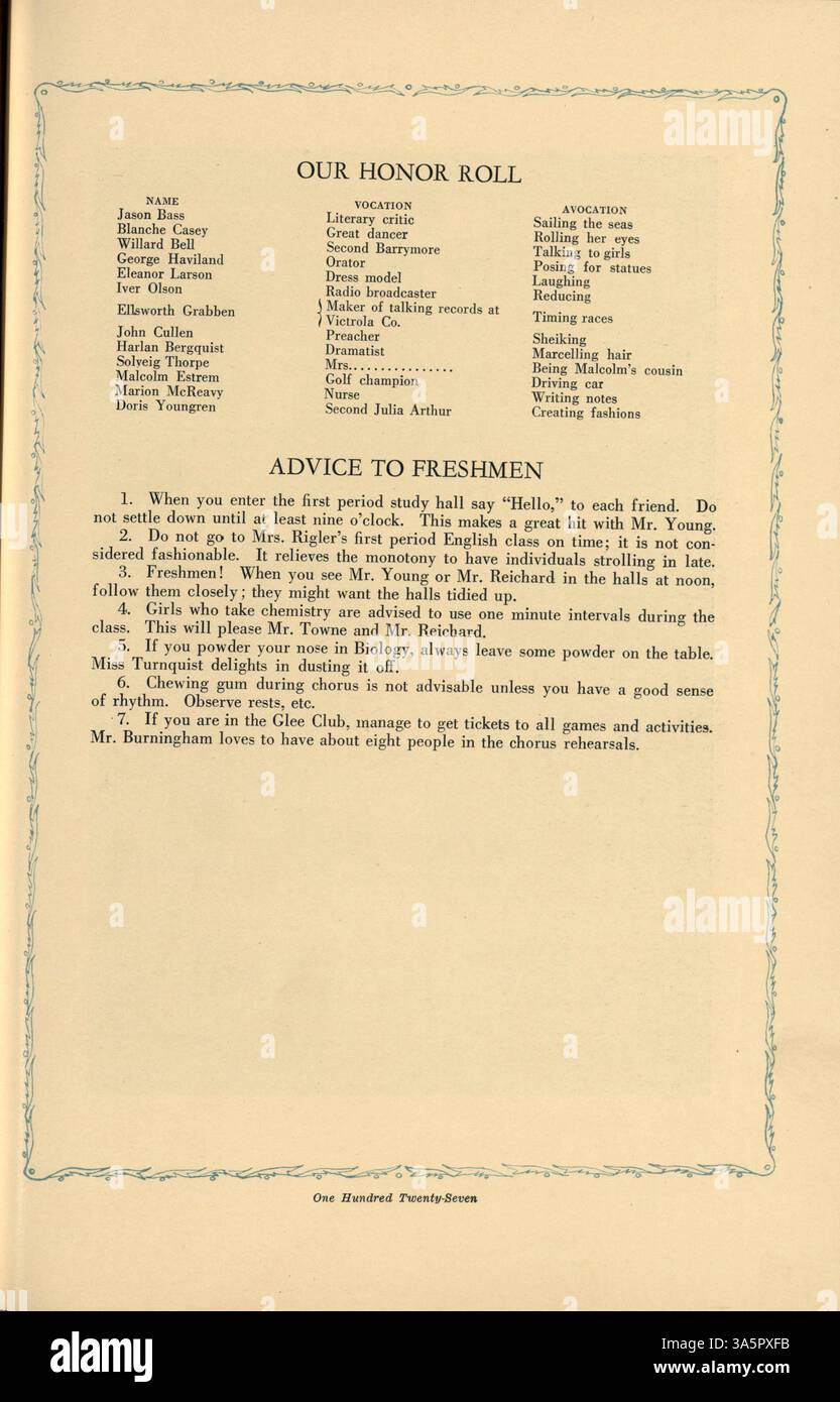 Marshall high schools 1926 cardinal yearbook showcases the academic hi ...