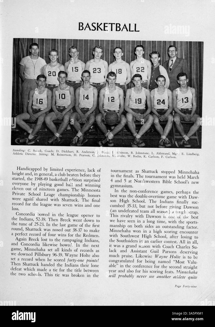 The 1949 'Antler' yearbook from Minnehaha Academy showcases the students, faculty, clubs ...