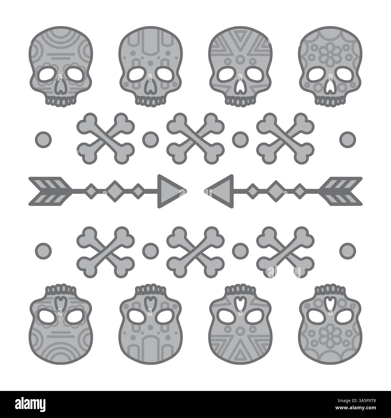 Tribal gray skulls pattern Stock Vector Image & Art - Alamy
