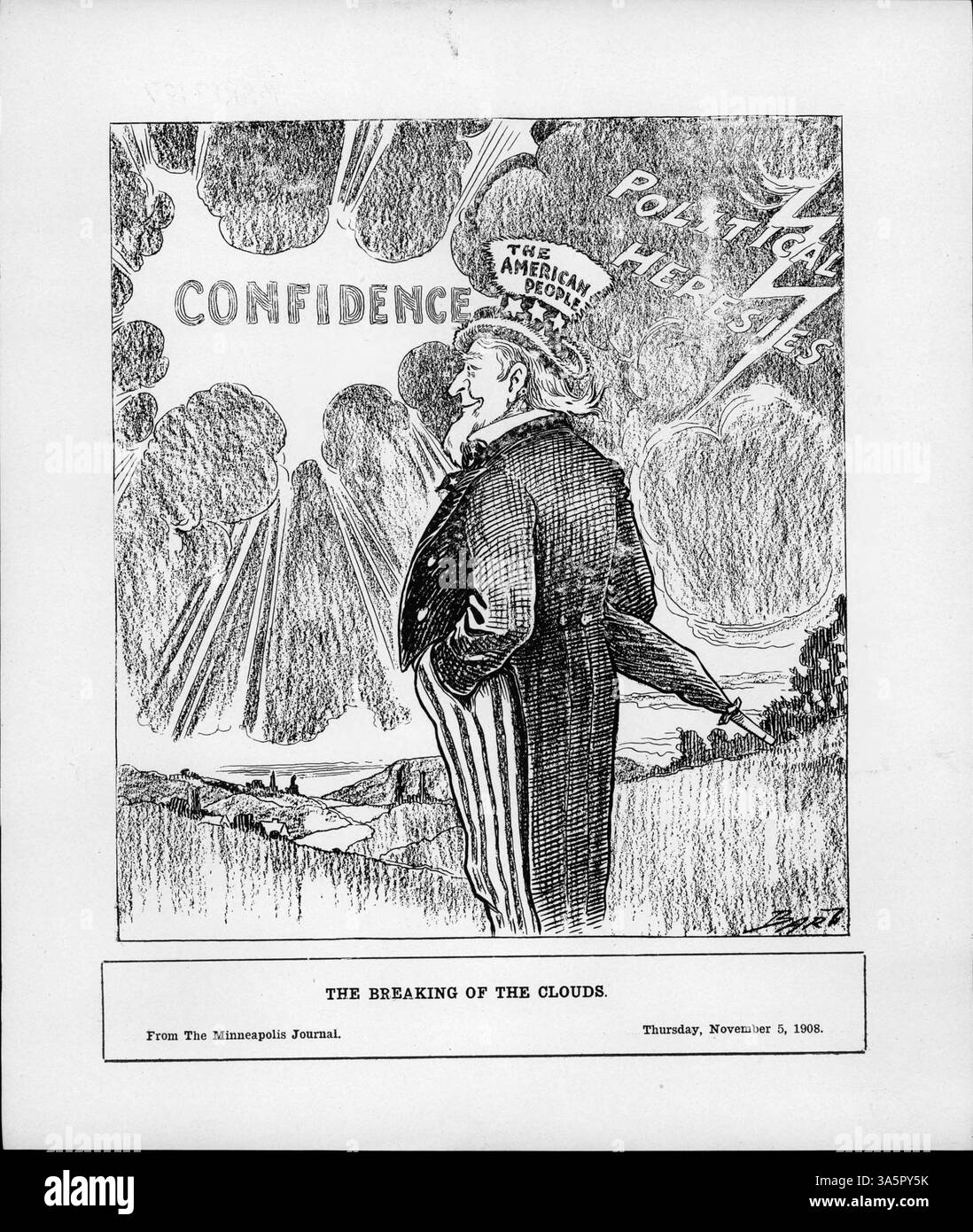 Political cartoon depicting uncle sam under an umbrella as sunli hi-res ...