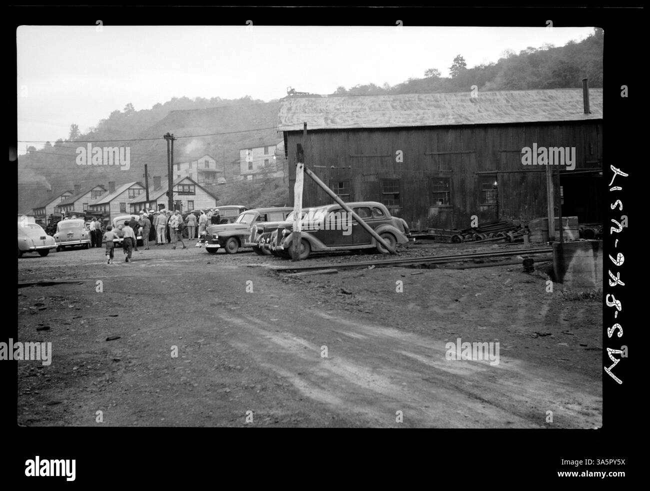 A photograph showing a general view of a mining community, capturing ...