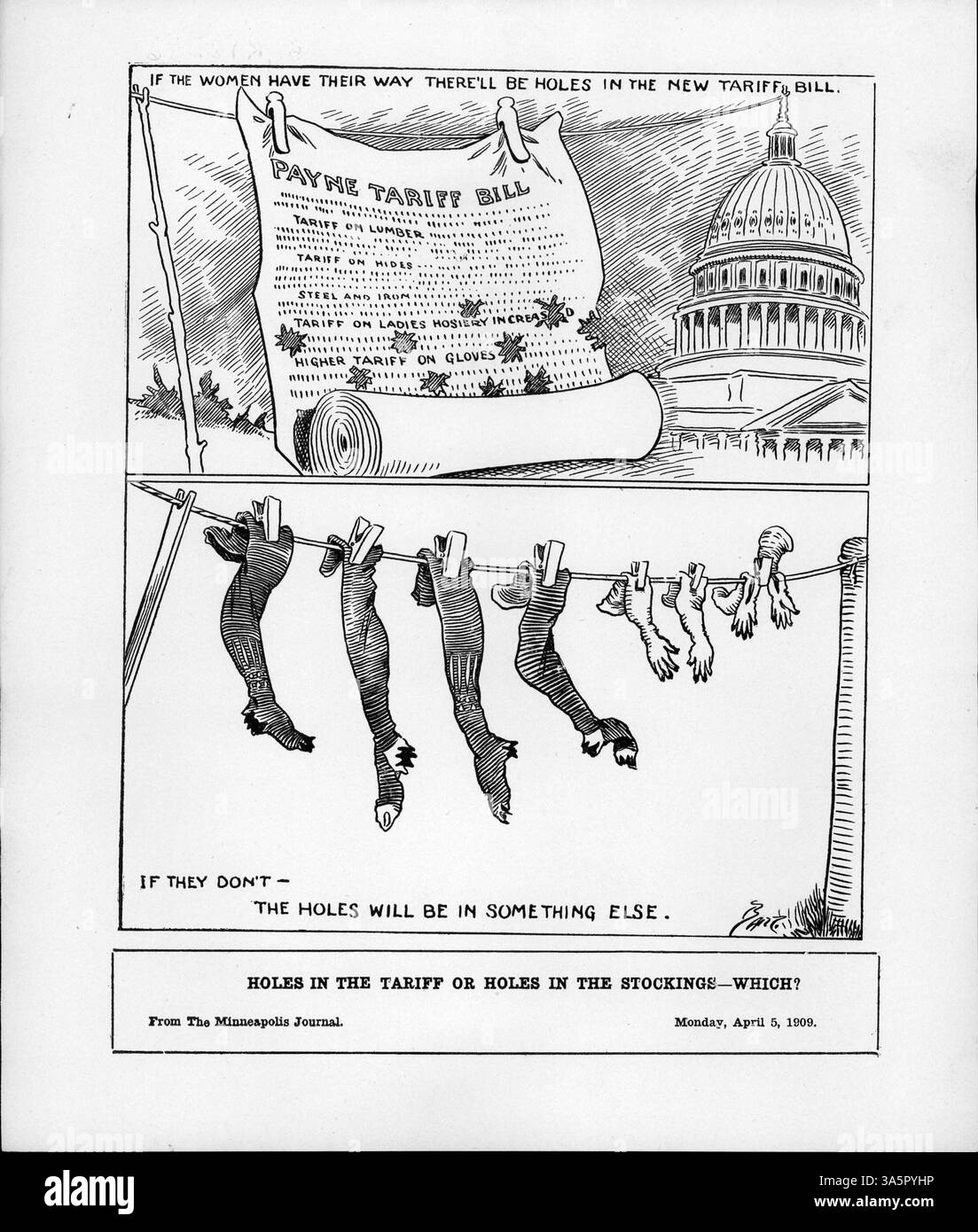 This political cartoon comments on the proposed tariffs on gloves and ...