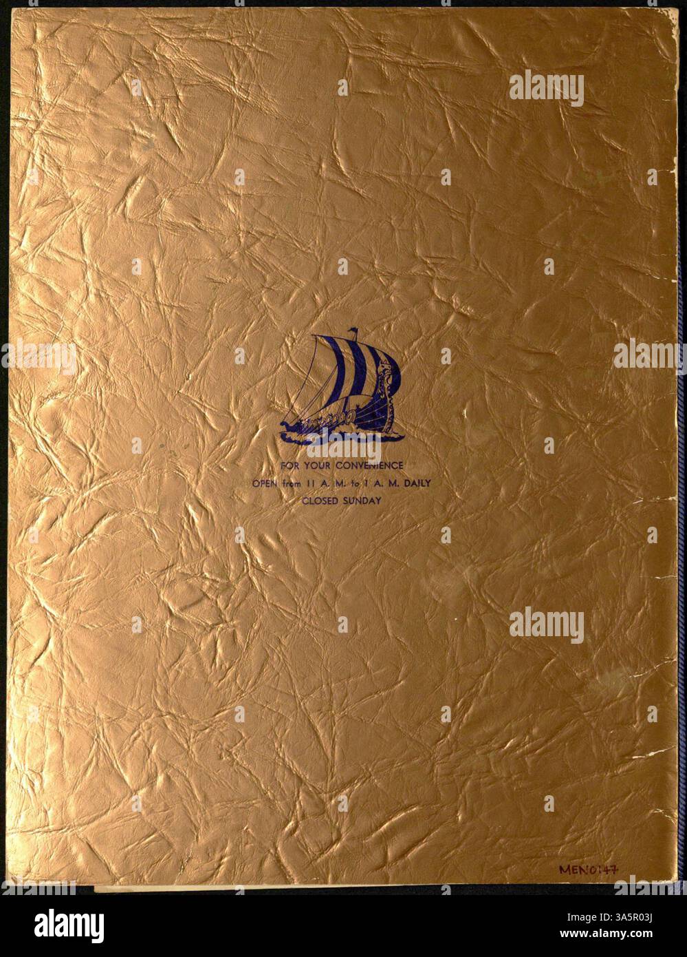 The Norse Room's menu with a Viking ship design includes a variety of ...