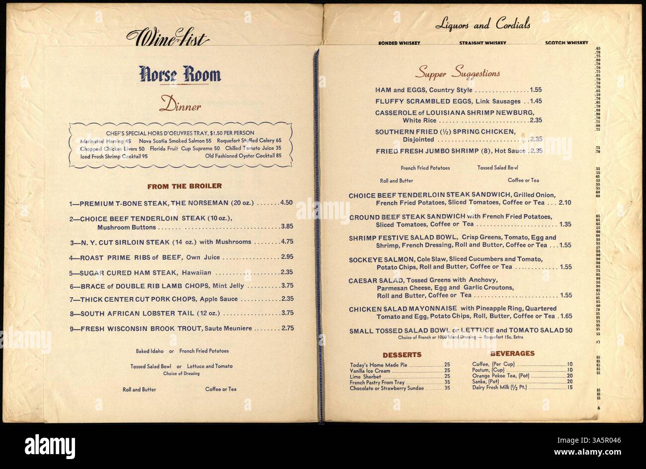 This Norse Room menu with a Viking ship design offers a variety of ...