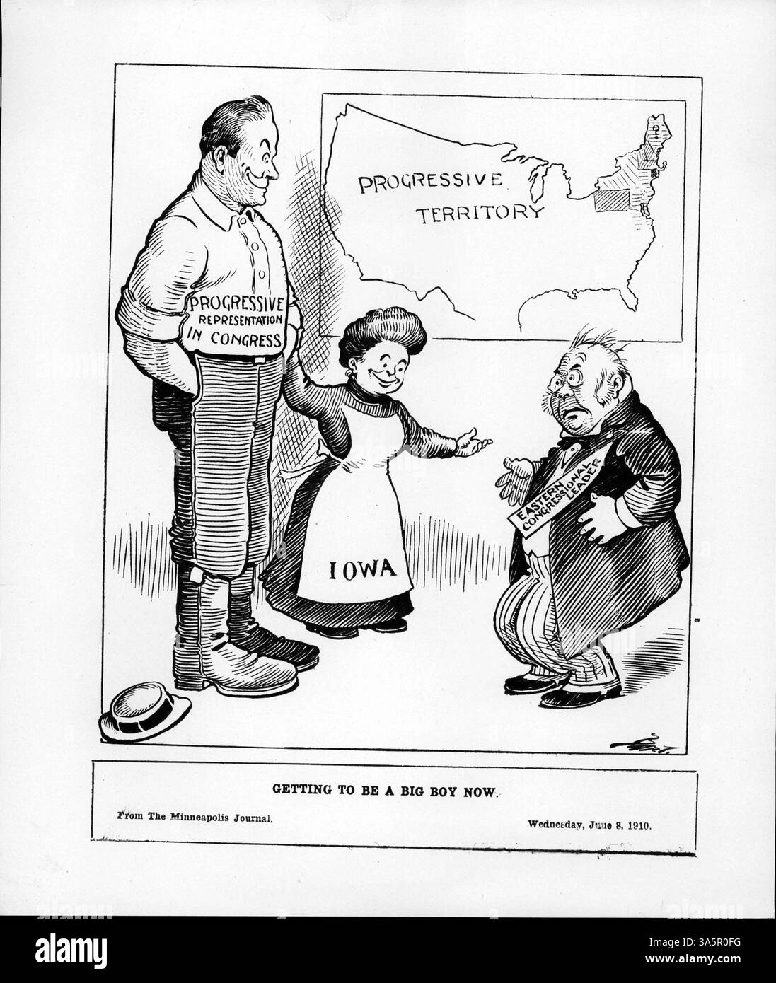 A political cartoon shows a tall man labeled 'Progressive ...