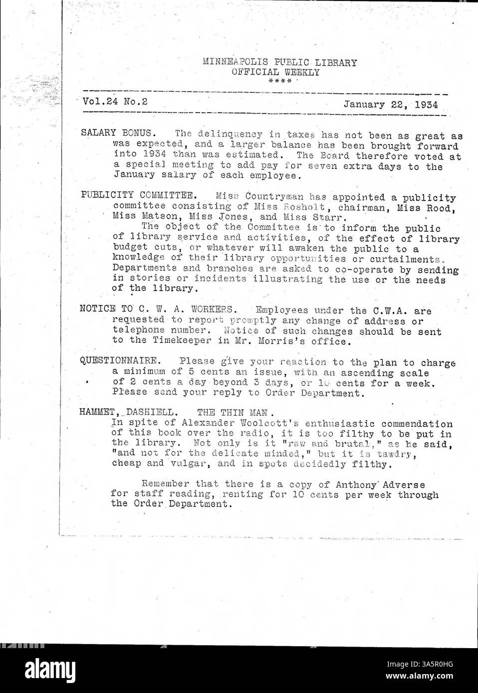 Including updates and news on library activities and staff matters hi ...