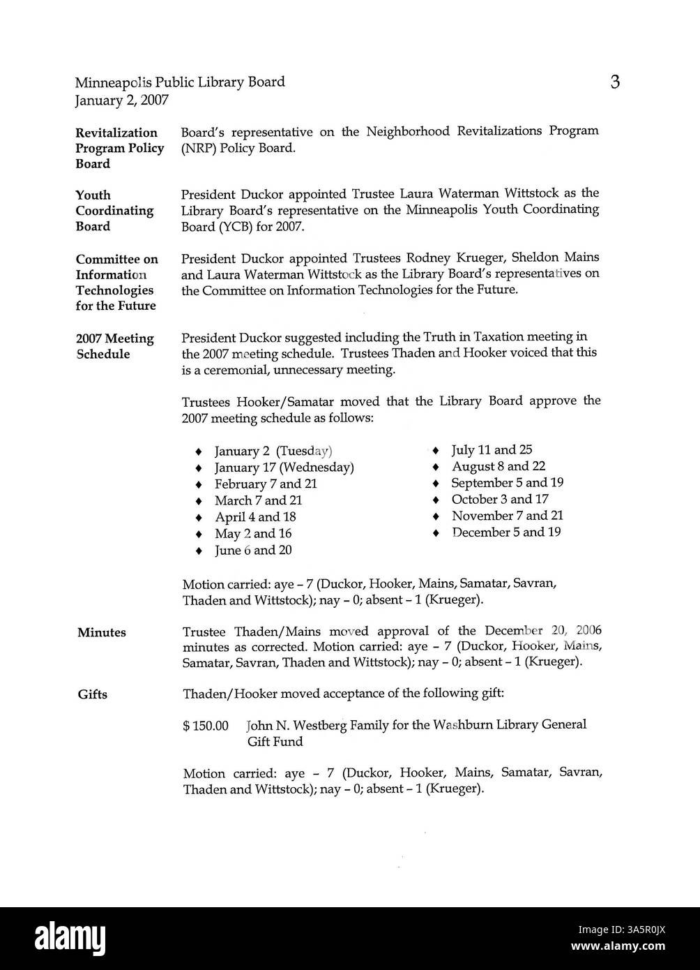 These are the meeting minutes from the 2007 Minneapolis Public Library ...