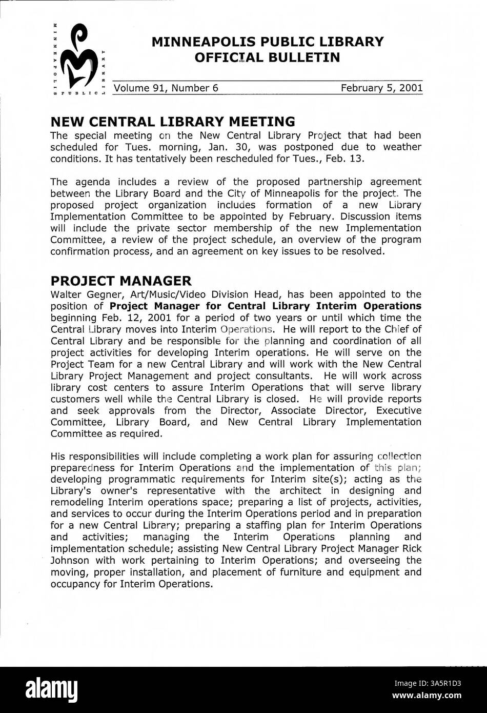 The 2001 weekly bulletin for Minneapolis Public Library employees ...