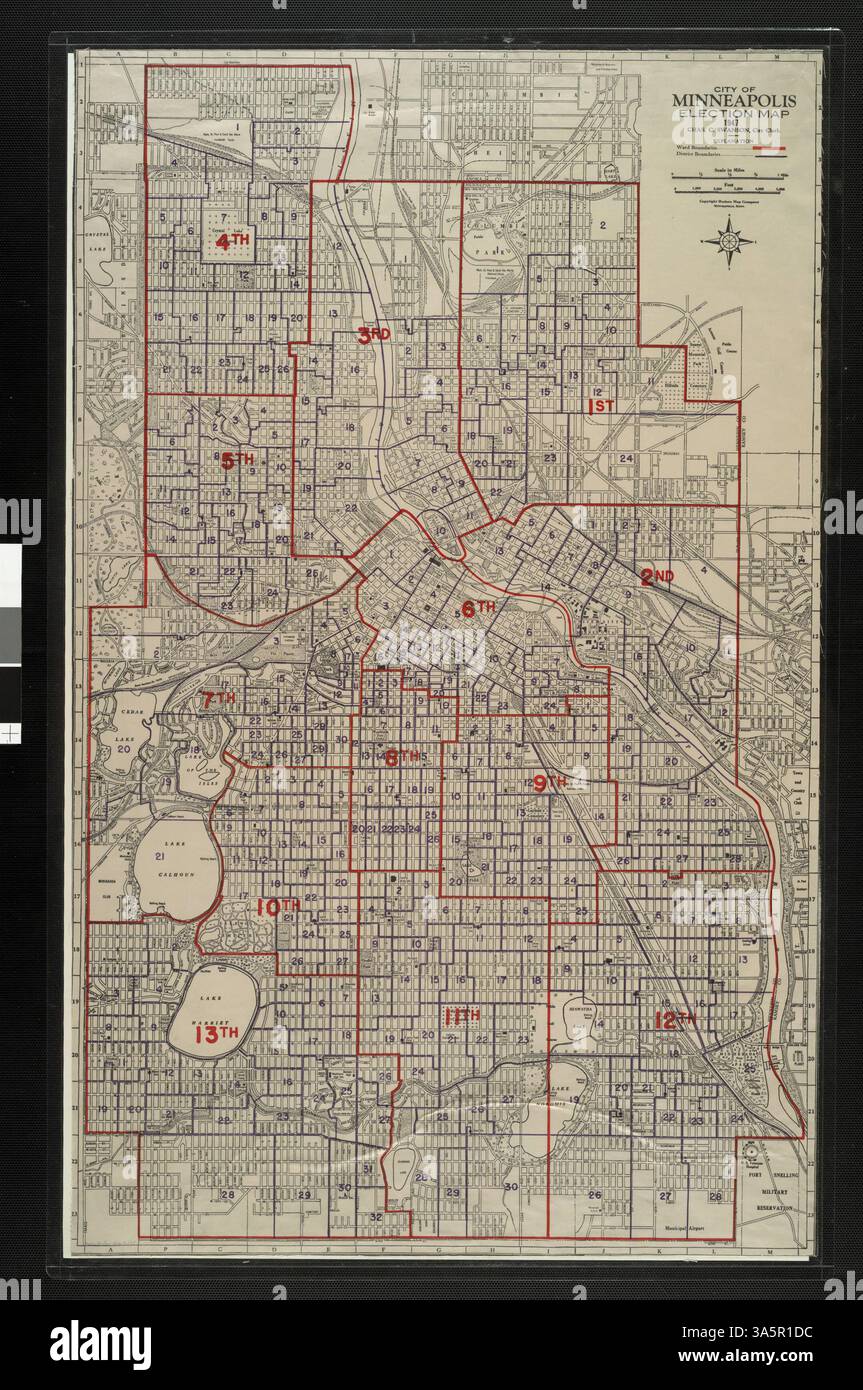 This 1947 election map displays the ward and district boundaries hi-res ...