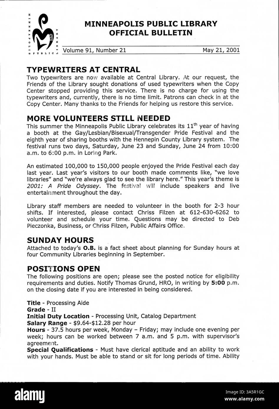 The Minneapolis Public Library Official Bulletin 2001 delivers ...