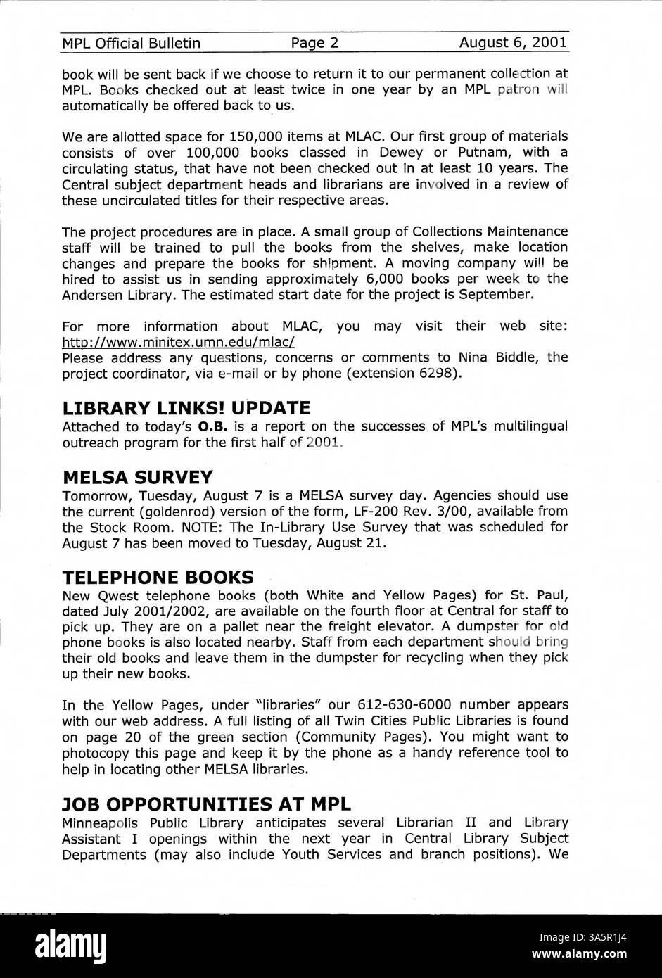 The Minneapolis Public Library Official Bulletin 2001 is a weekly ...