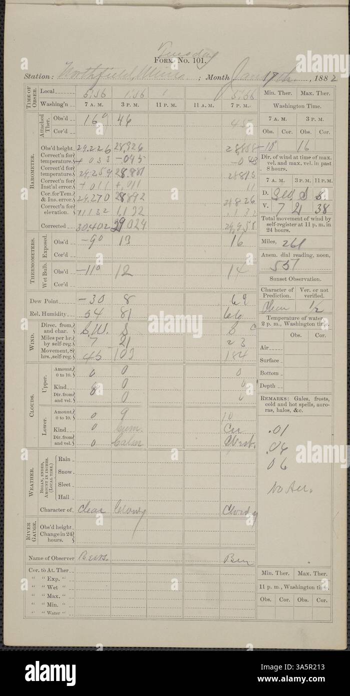 Carleton College's weather records from January 1882 include data ...