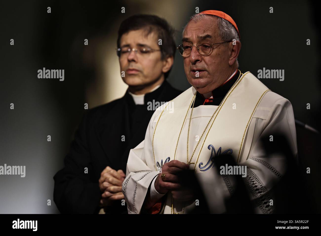 Vatican City. 23rd Mar, 2025. CARDINAL MAURO GAMBETTI, 59, leads the ...