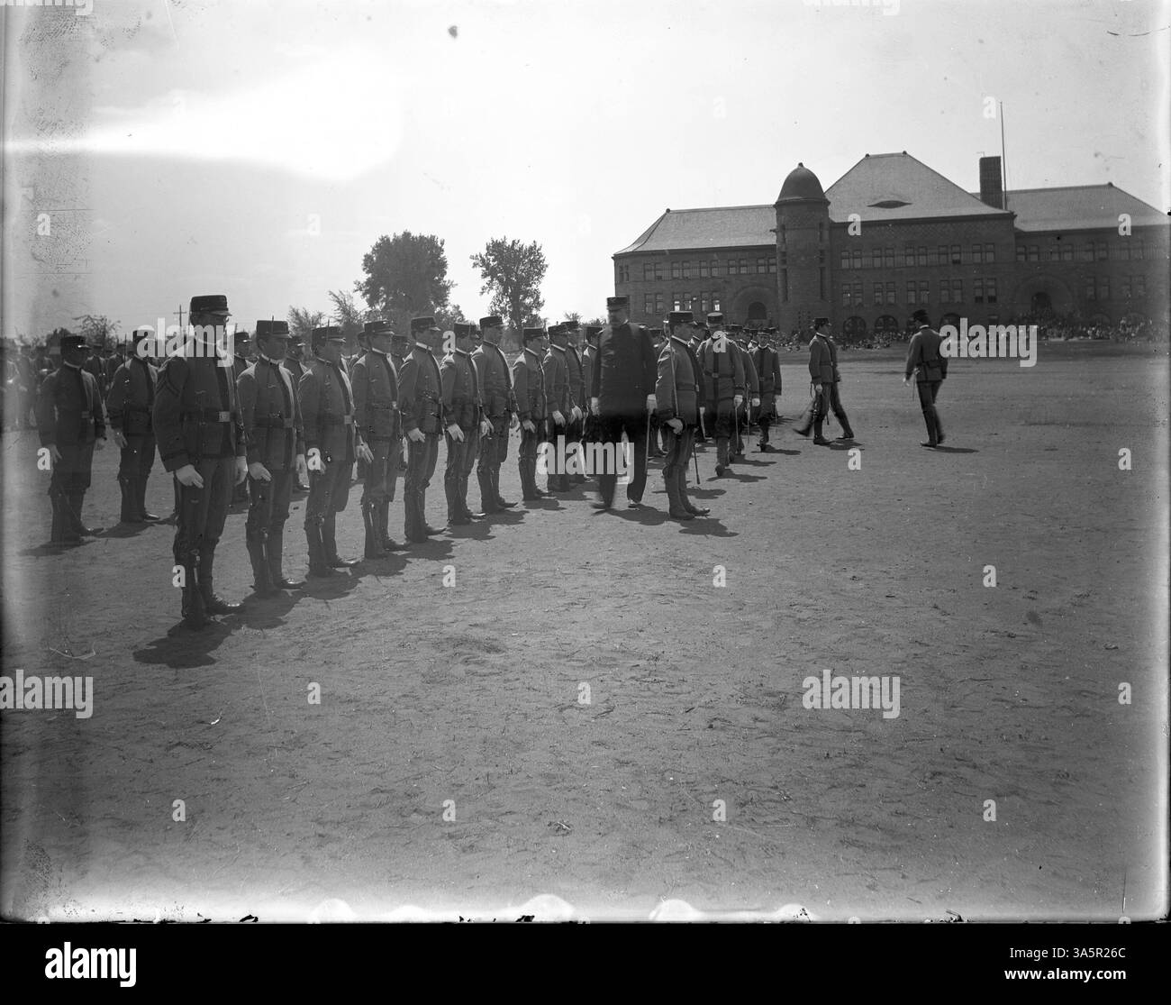 Cadets line up for inspection at the University of Minnesota, in front ...