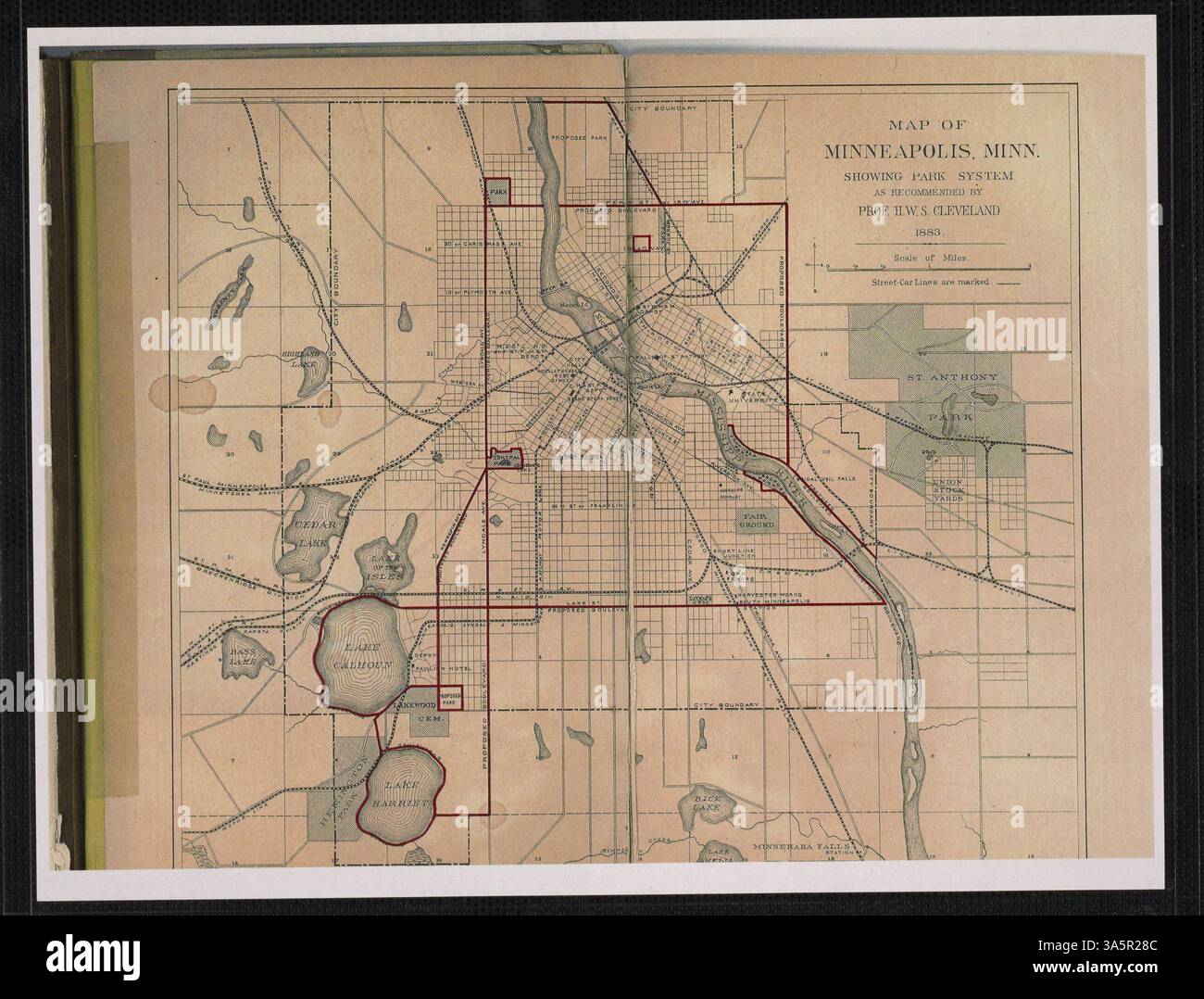 This early map of Minneapolis illustrates the park system recommended ...