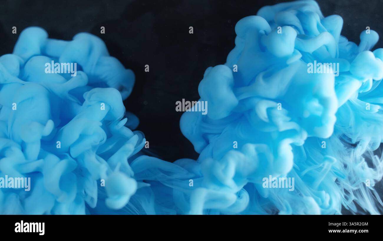 Underwater smoke. Art vapor. Blue mist cloud flow on black background ...