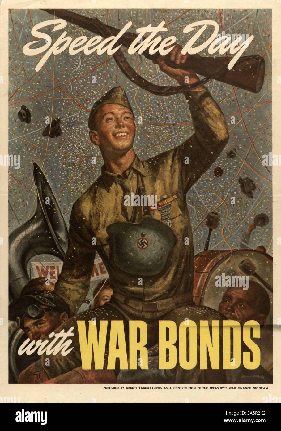 In a welcome home parade, a soldier rides on workers' shoulders ...