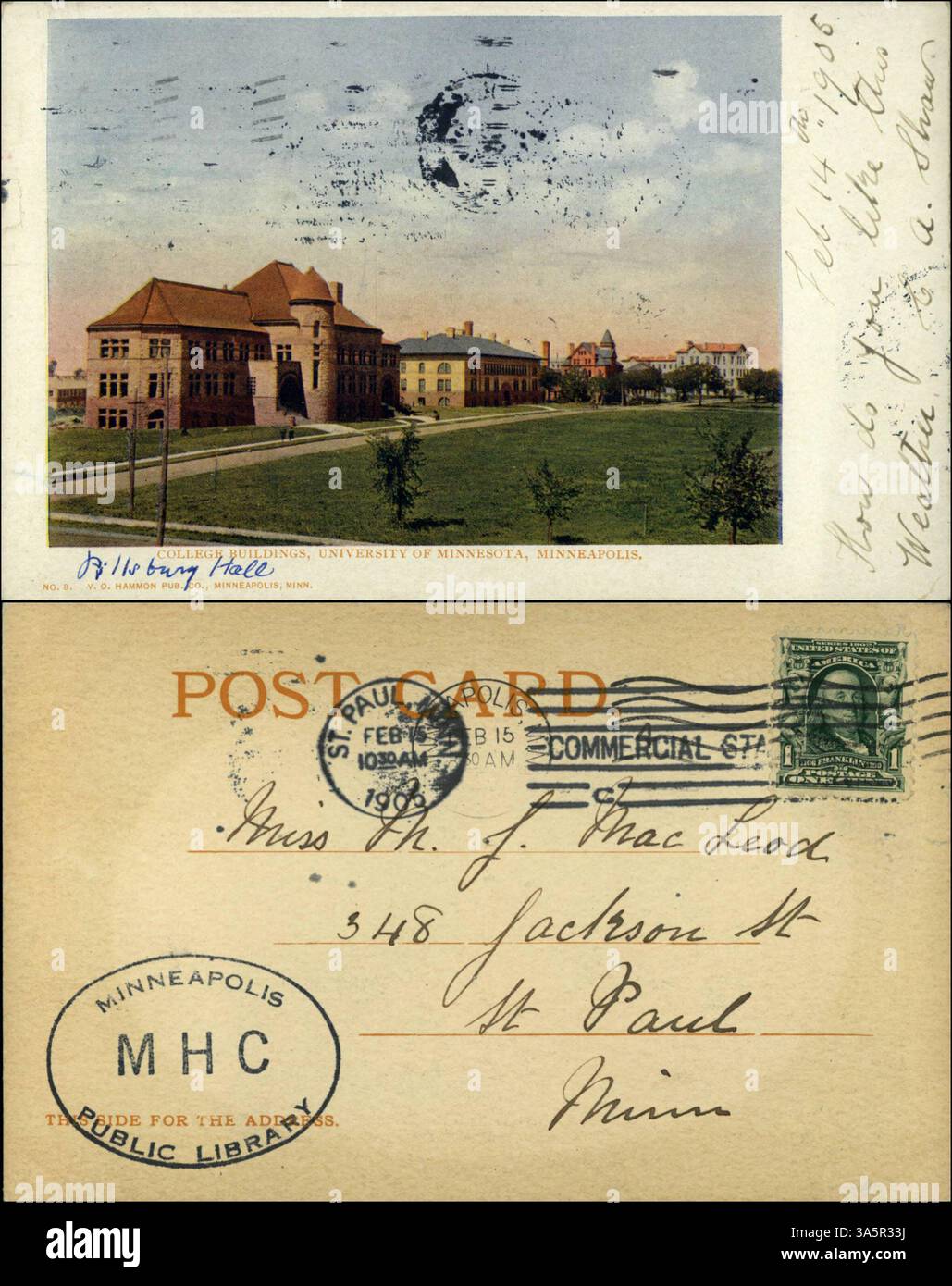 This historical image shows the college buildings at the University of ...