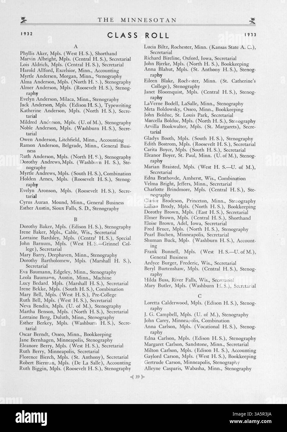 The 1933 Minnesotan yearbook documents the students, faculty, and major school events from the ...