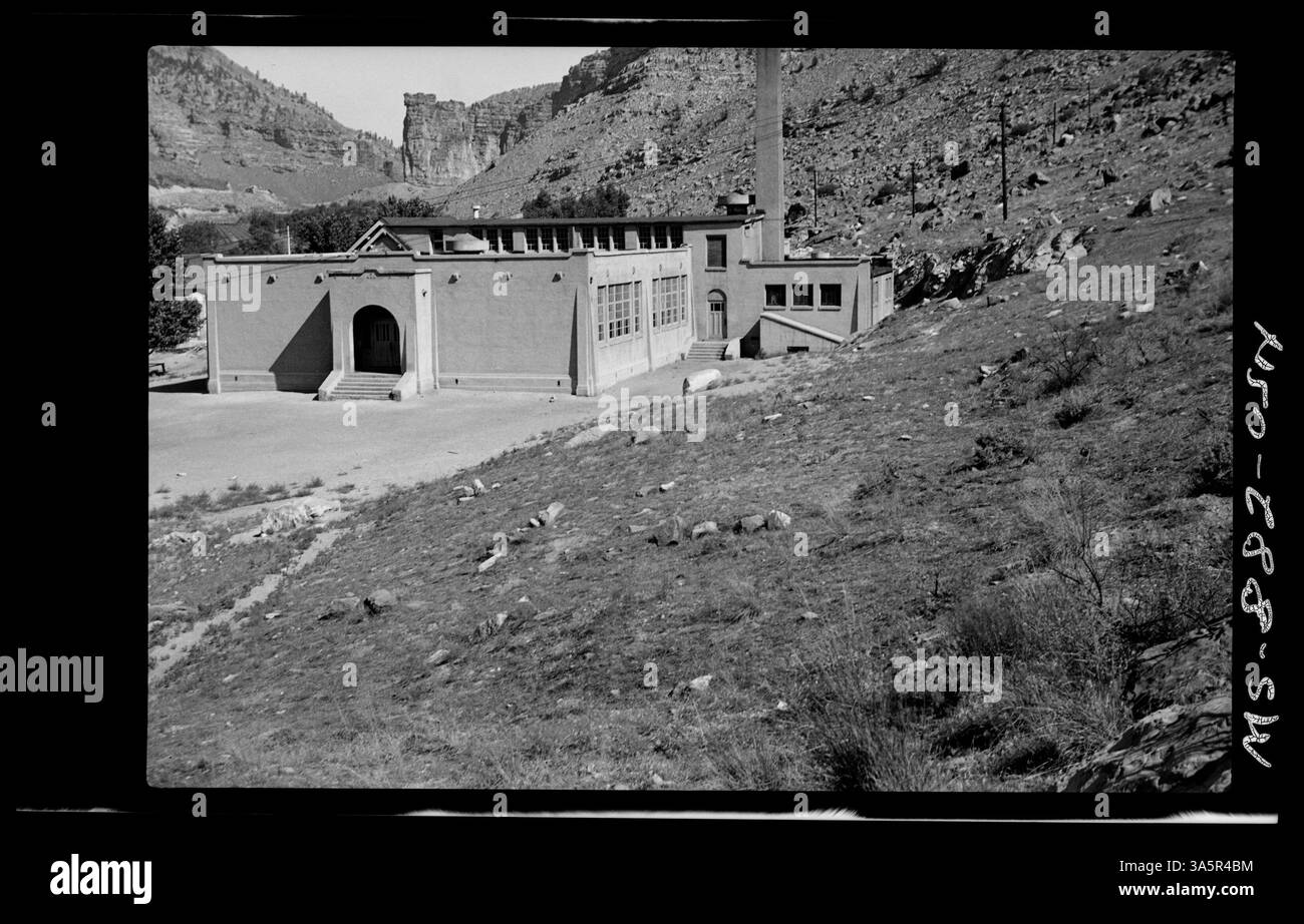 This photograph shows a mining community, likely from the 1940s ...