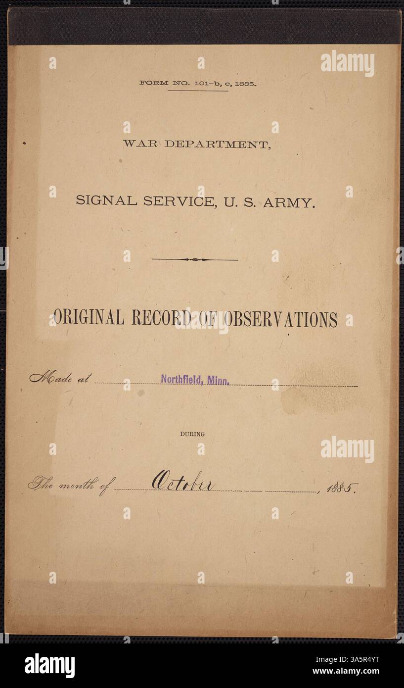 The meteorological record for October 1885 from Carleton College ...