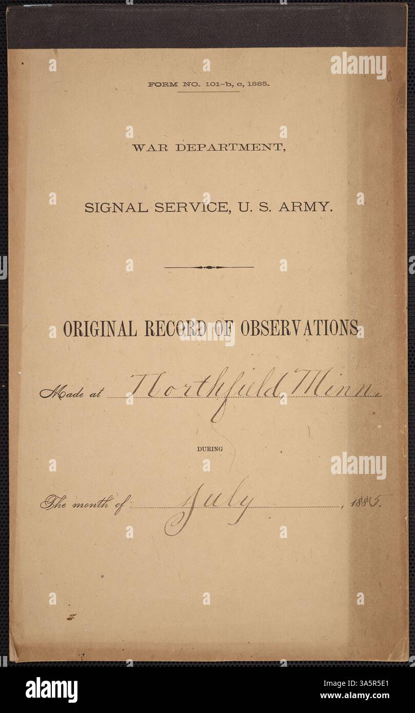 The Carleton College weather records from July 1885 document ...