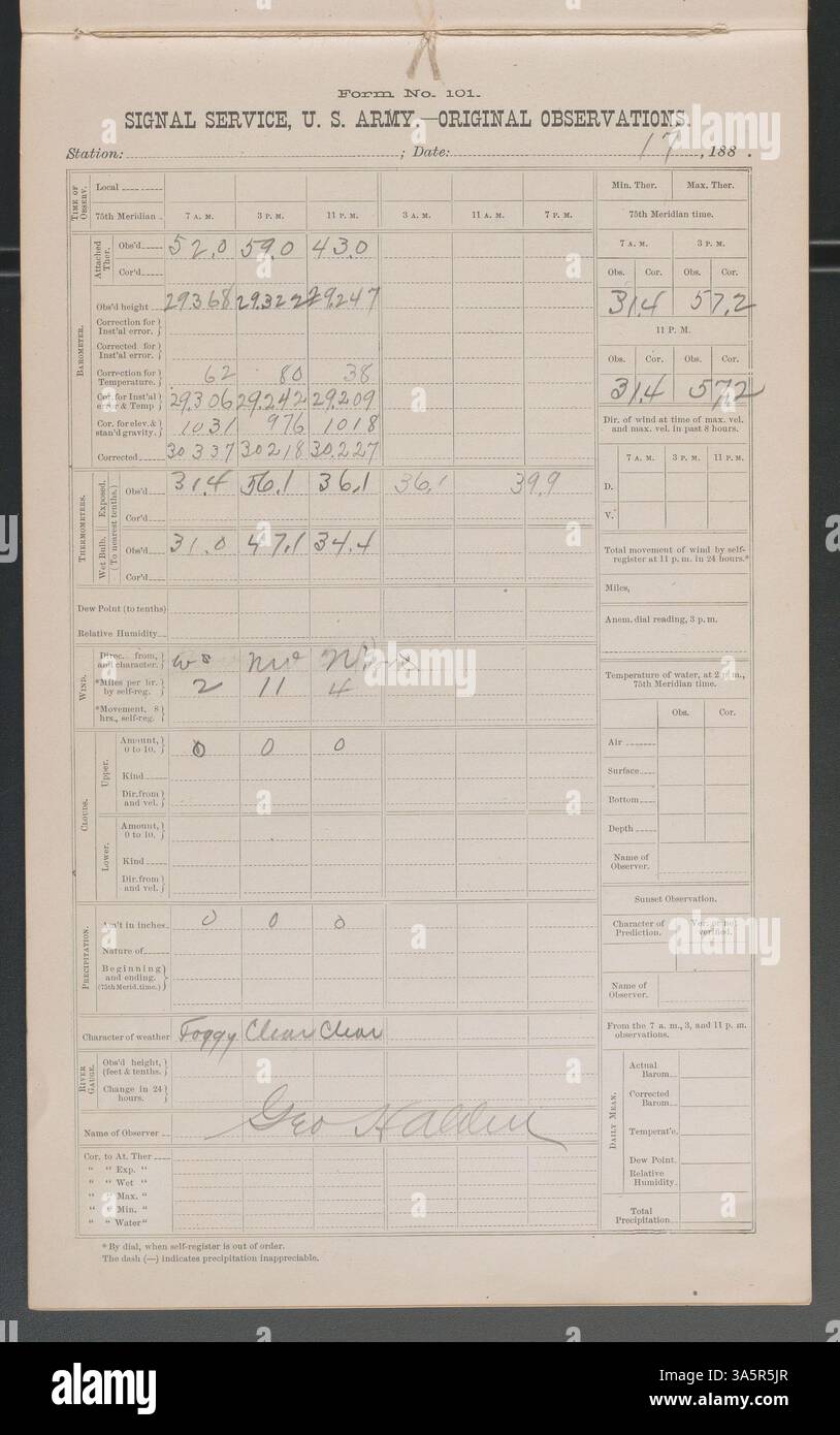 Carleton College weather diaries from October 1889, recorded at ...