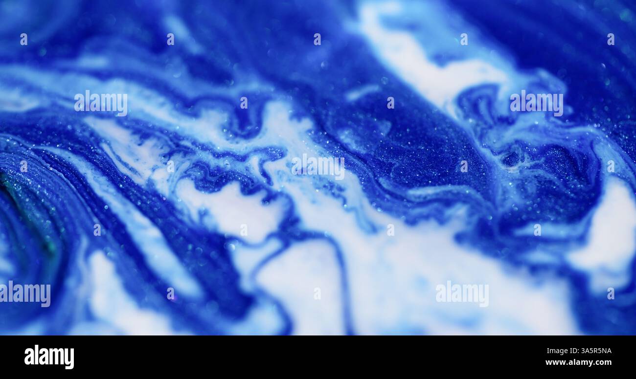 Blob abstract. Ripple stream. Blur blue white color marble paint in ...