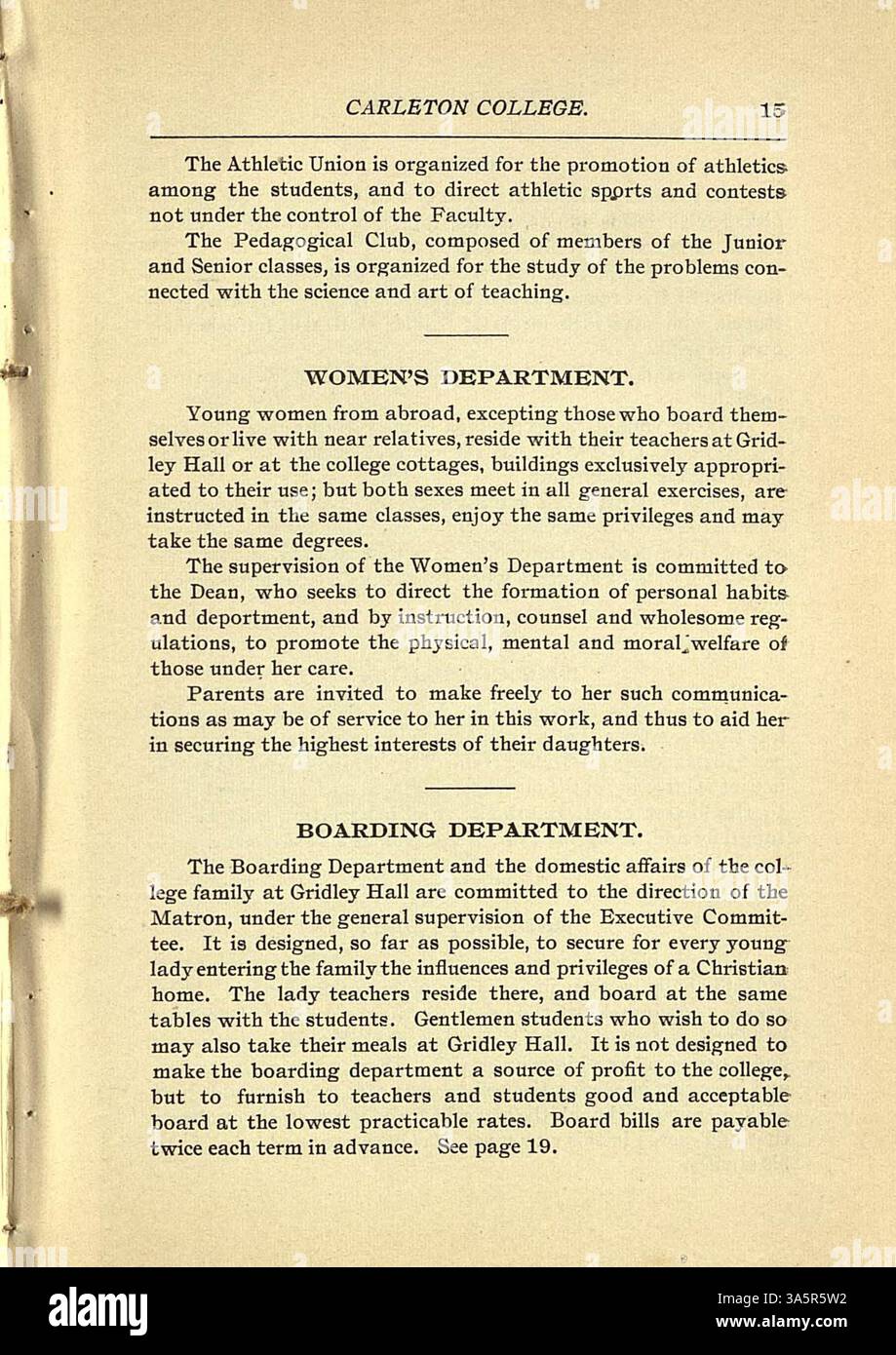 The 1898 1899 carleton college catalog provides a detailed listi hi-res ...