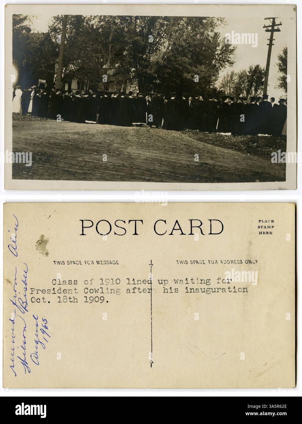 Members of the Senior Class of 1910 gather in hats and gowns for the ...