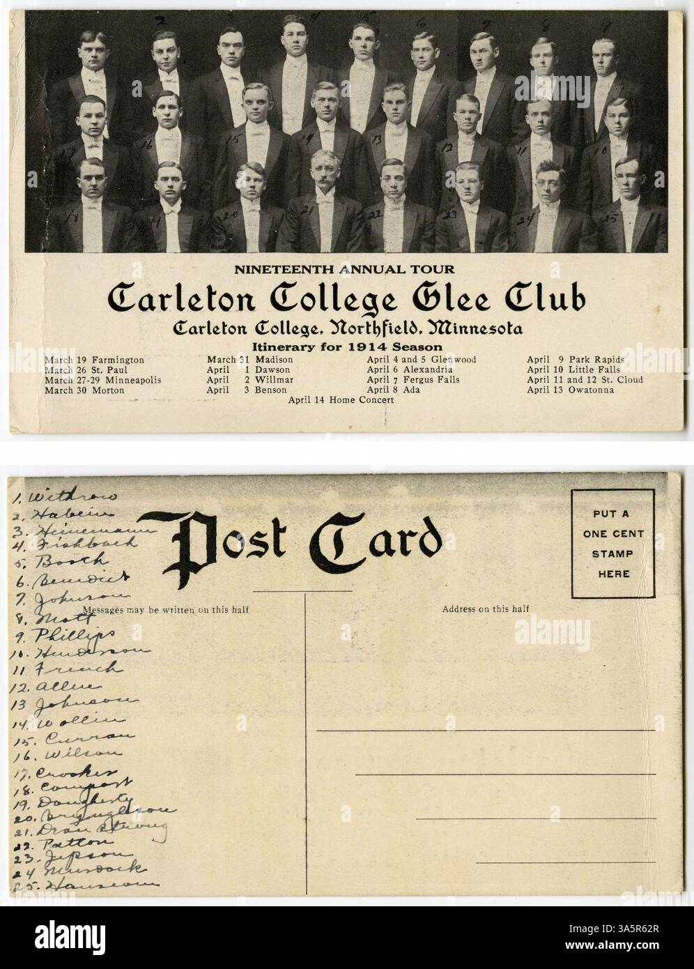 The 1914 Carleton College Men's Glee Club posed for a group portrait ...