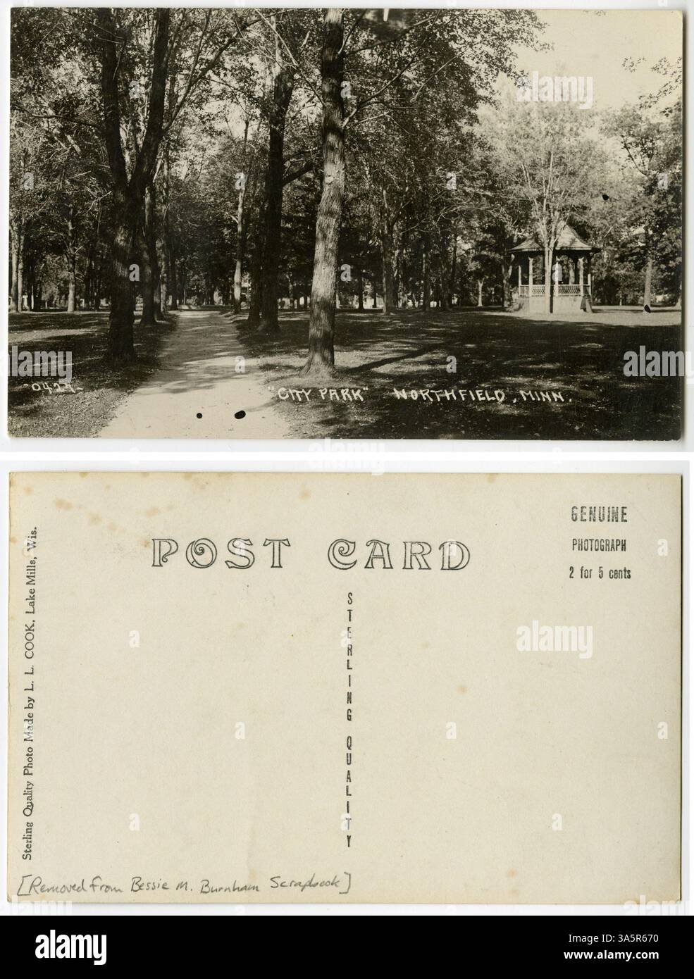 This historical postcard captures a view of City Park in Northfield ...