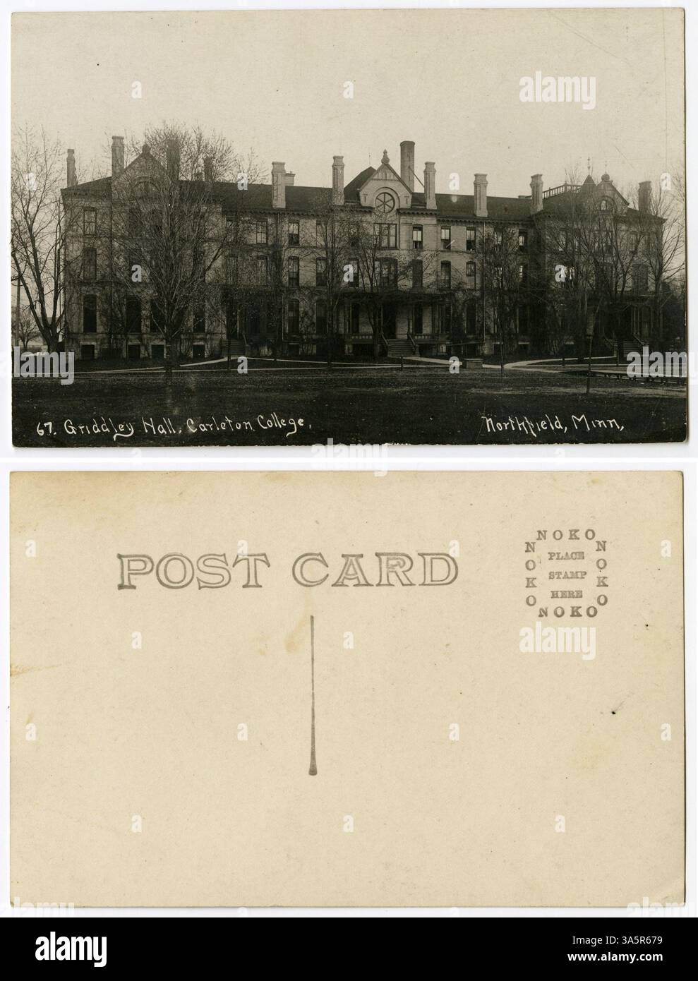 A historic exterior view of Gridley Hall on the Carleton College campus ...