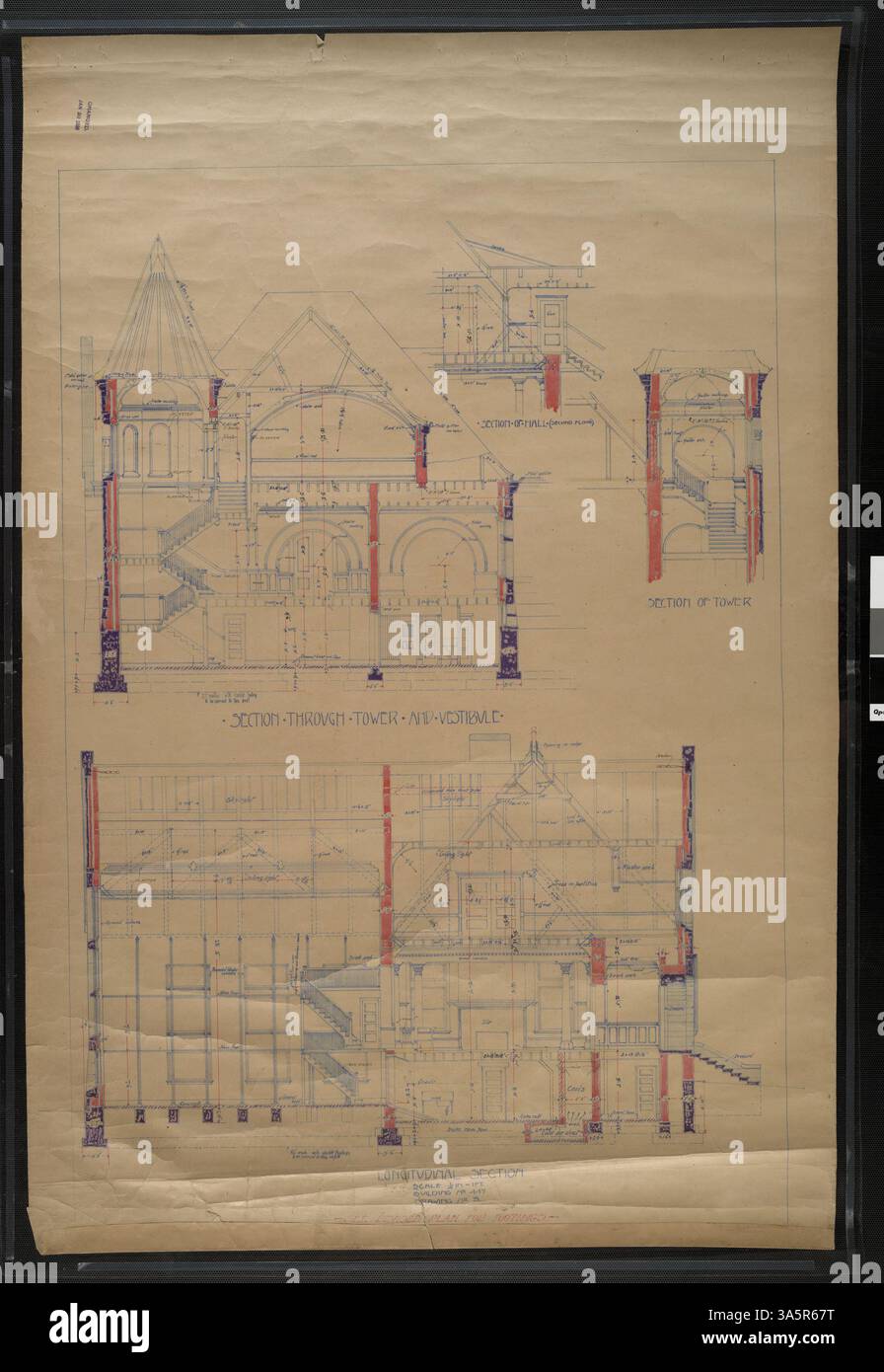 A detailed longitudinal section drawing of the Scoville Memorial ...