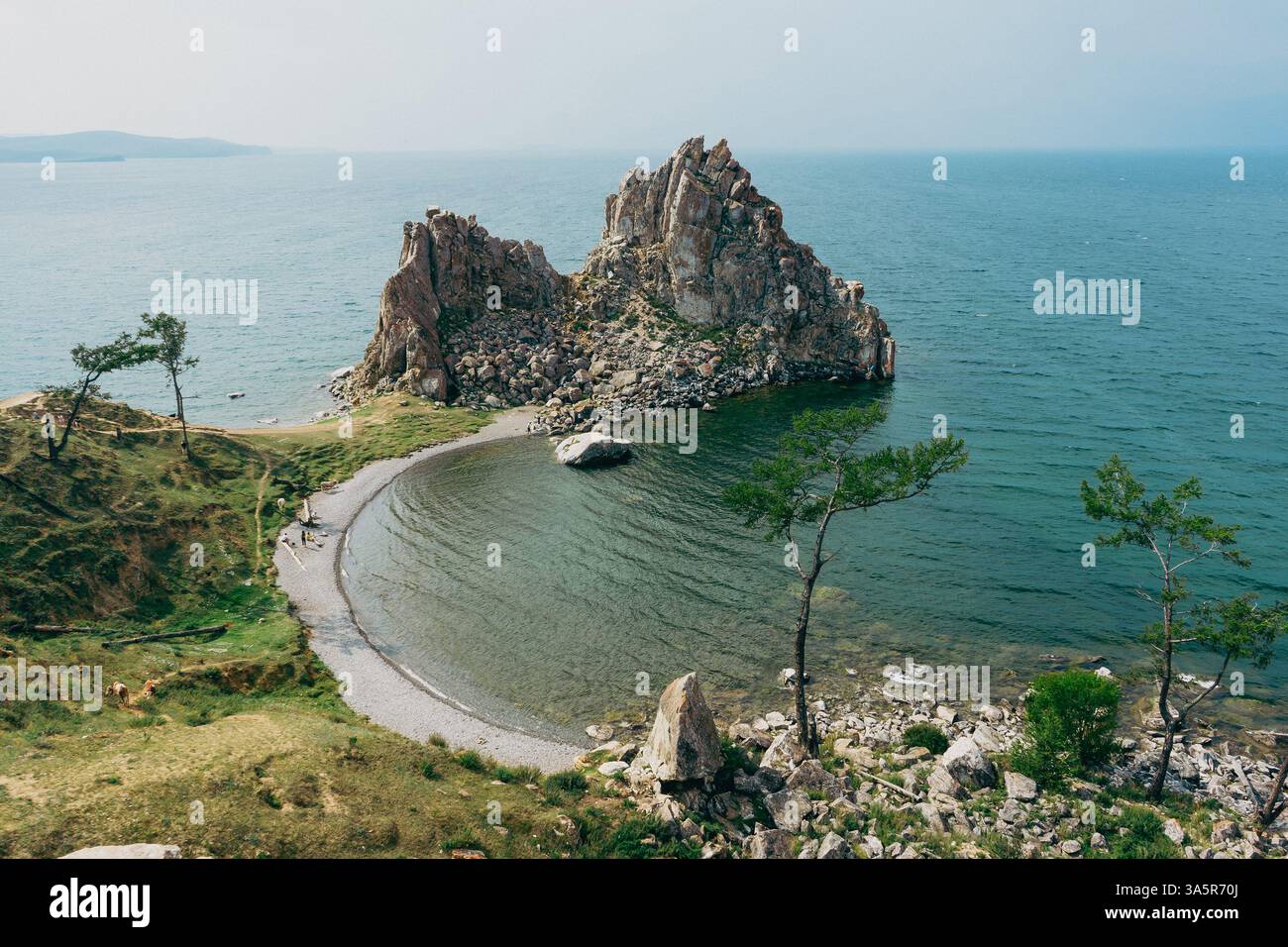 Summer natural landscape, Shamanka rock, Burkhan cape, Olkhon Island ...