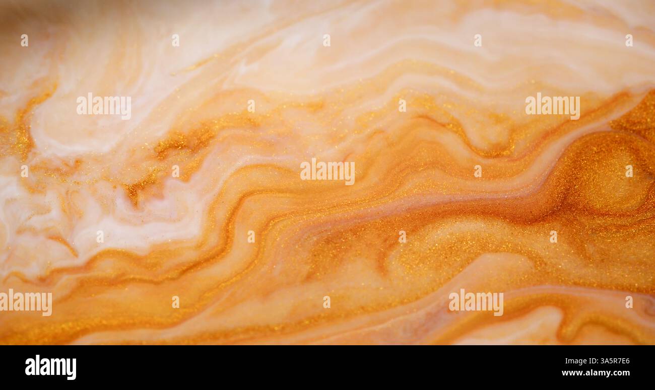 Acrylic mix. Paint drip. Defocused yellow golden white color shimmer ...