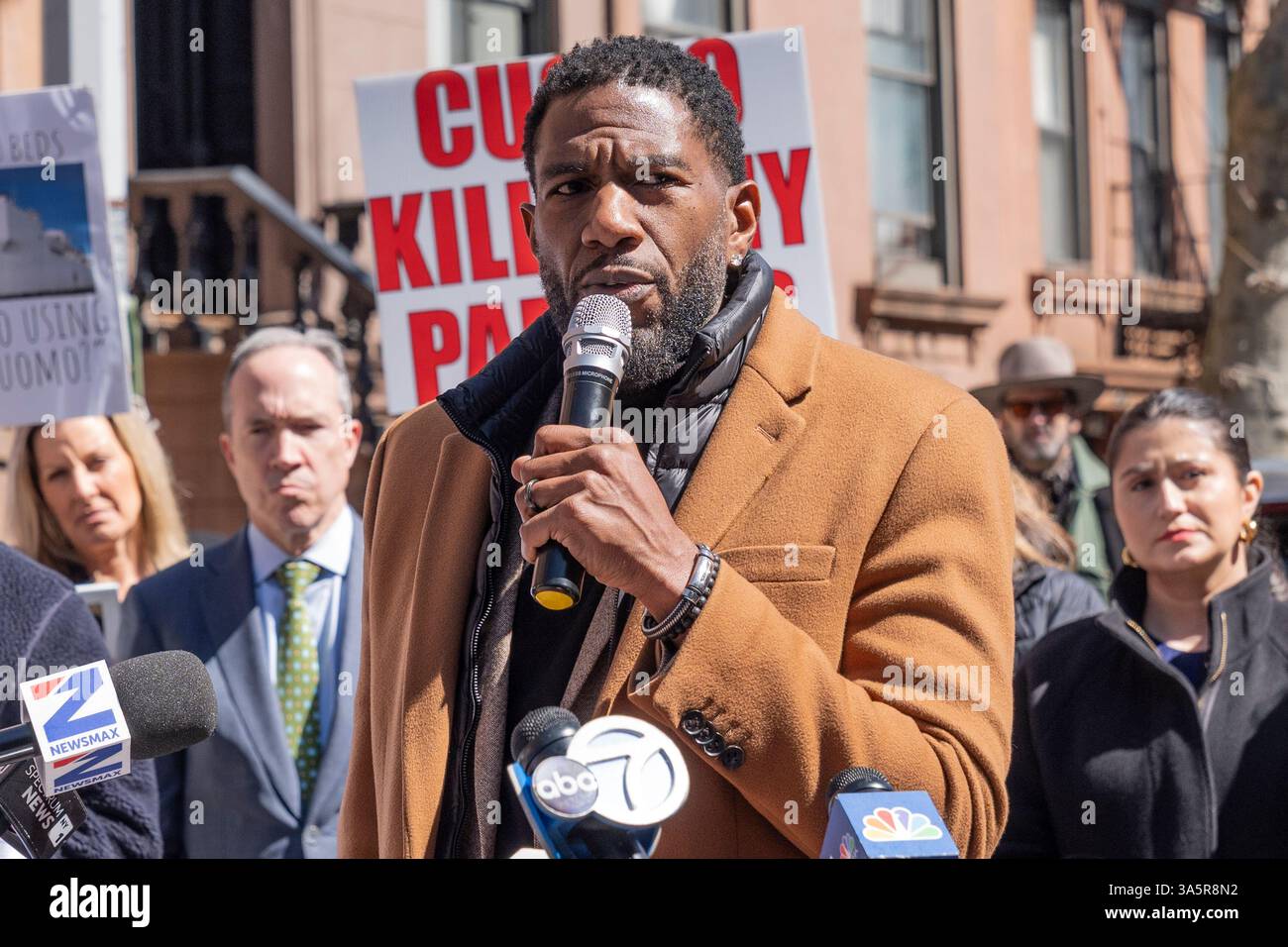 New York, NY, March 23, 2025: Public Advocate Jumaane Williams speaks at rally during unveiling ...