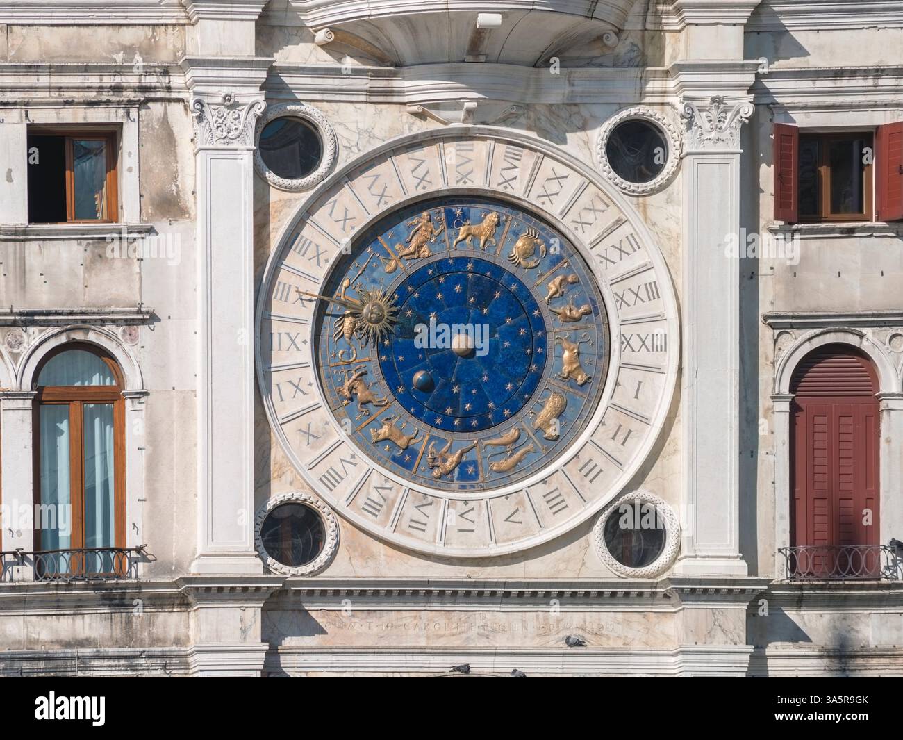 ancient clock from clocktower building at San Marco square in Venice ...