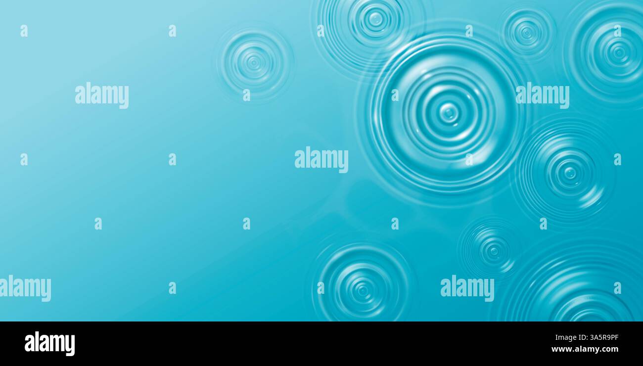 Water drop ripple effect on blue surface. Vector realistic illustration ...