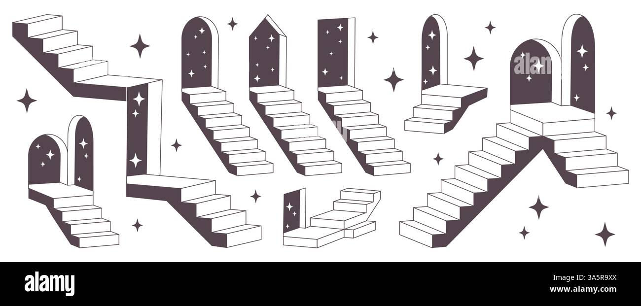 Retro stairs collection - stone steps, spiral staircases, arched ...