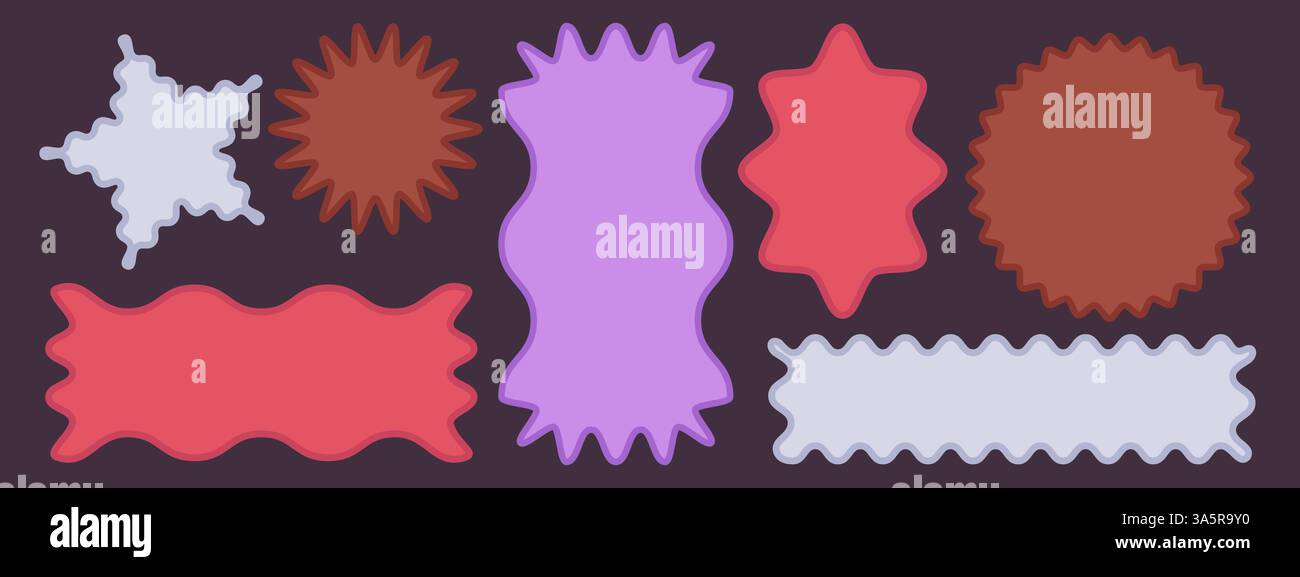 Scallop shape frames set - decorative wavy border designs on dark ...