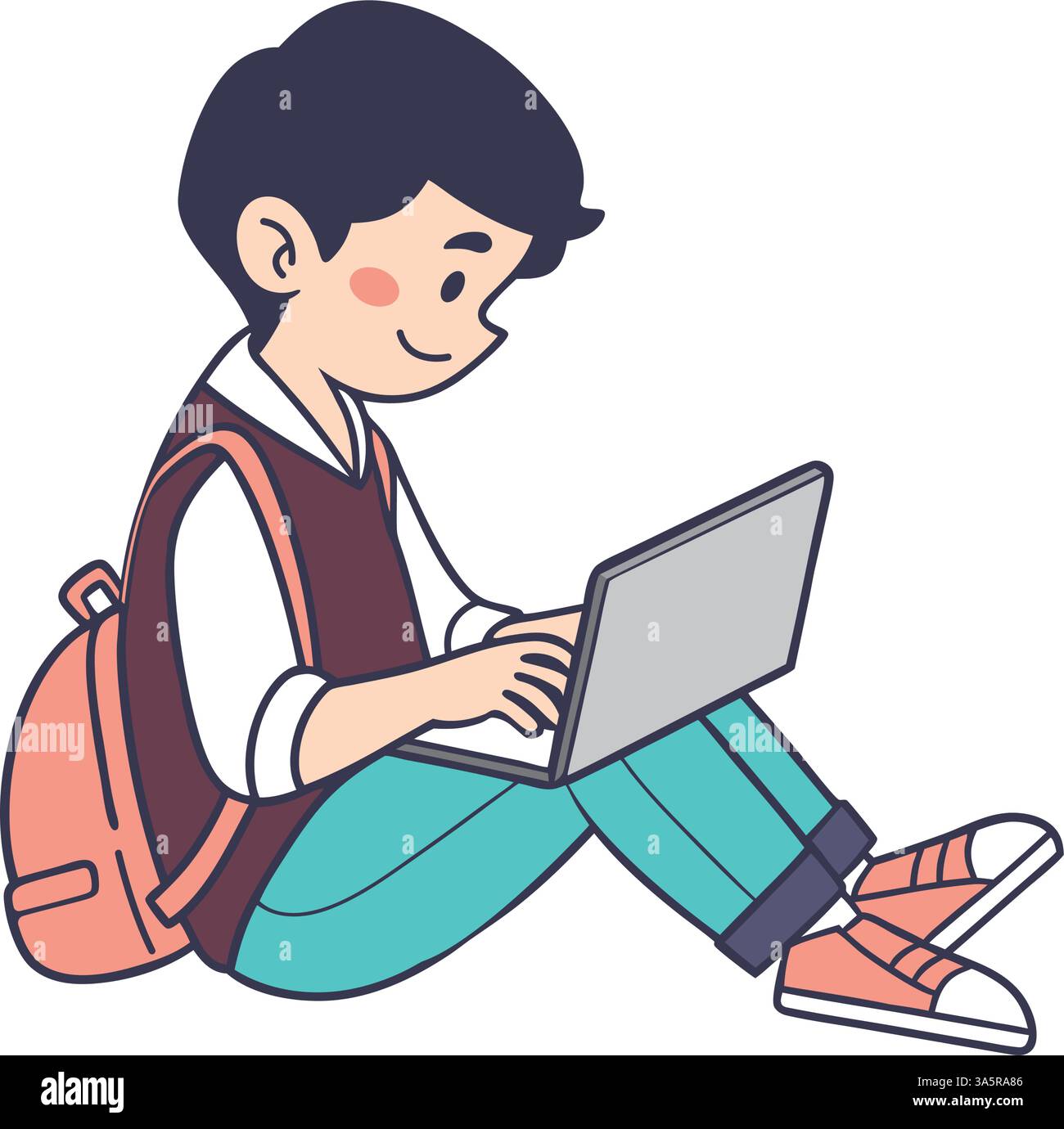 student on computer boy Stock Vector Image & Art - Alamy