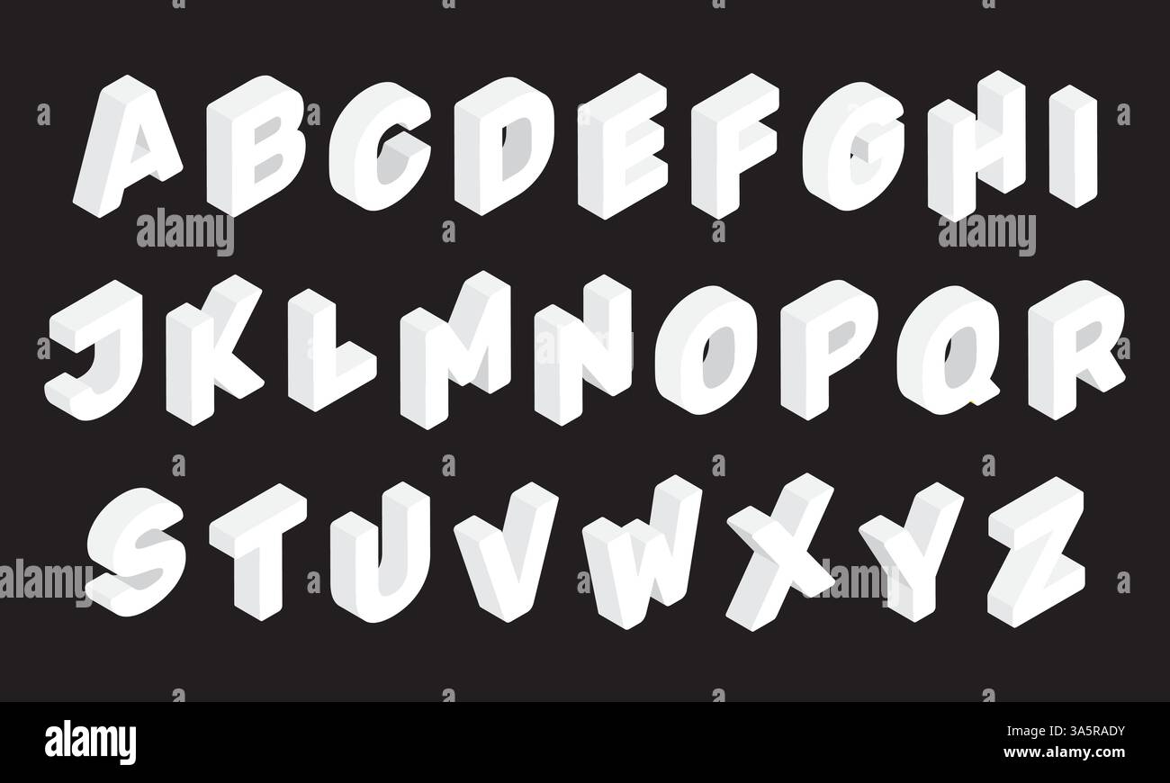 White isometric 3d font Stock Vector Image & Art - Alamy