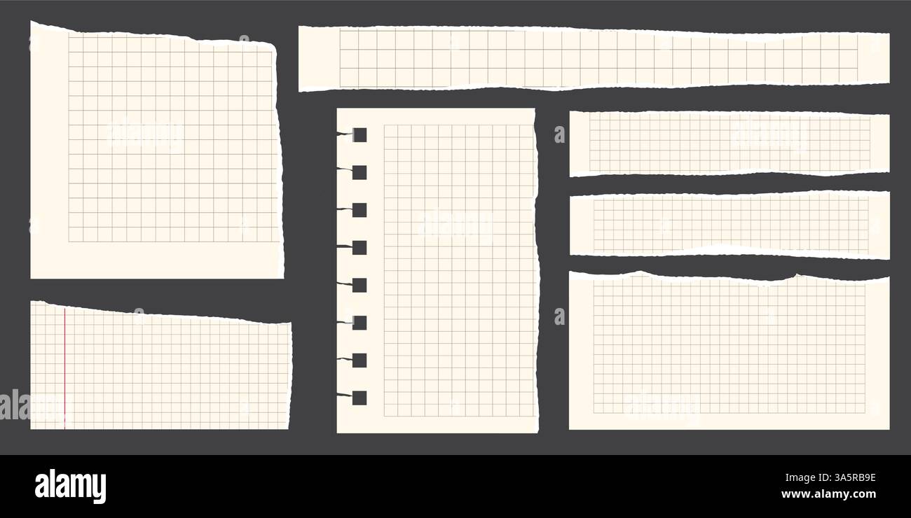 Paper scraps. Torn pieces of paper, with torn edges for notes ...