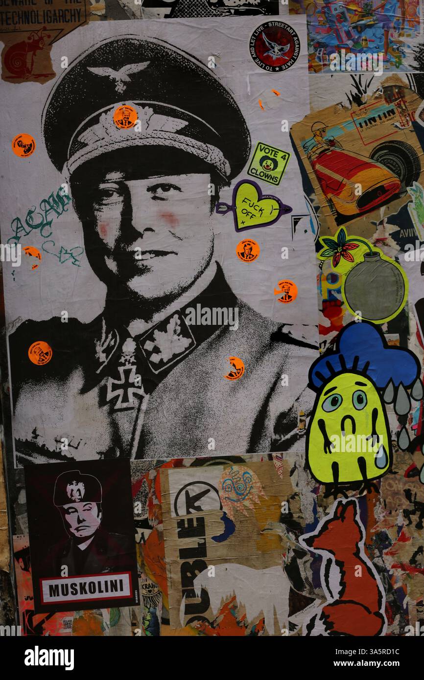 London, UK. 23rd Mar, 2025. A poster is displayed showing ELON MUSK ...