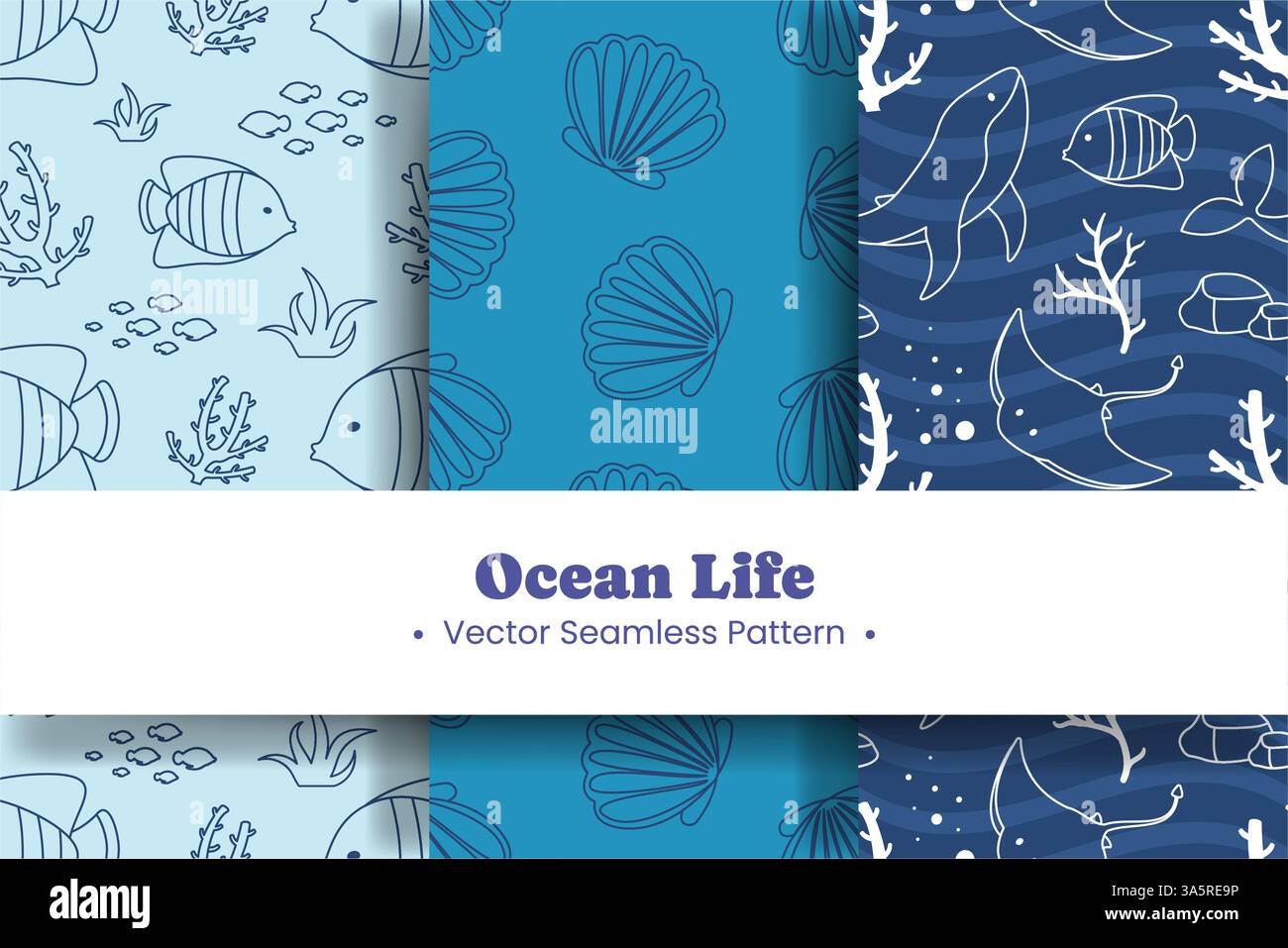 Oceans Seamless Pattern Design Featuring Ocean Decorative Elements in a ...