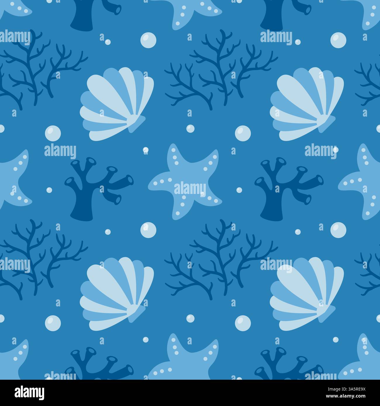 Oceans Seamless Pattern Design Featuring Ocean Decorative Elements in a ...