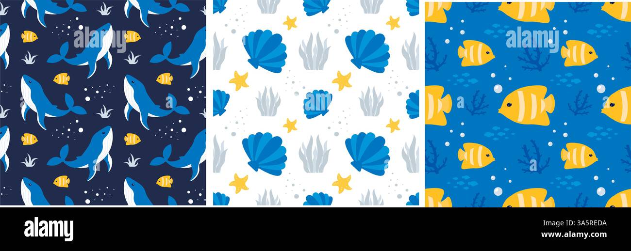 Oceans Seamless Pattern Design Featuring Ocean Decorative Elements in a ...