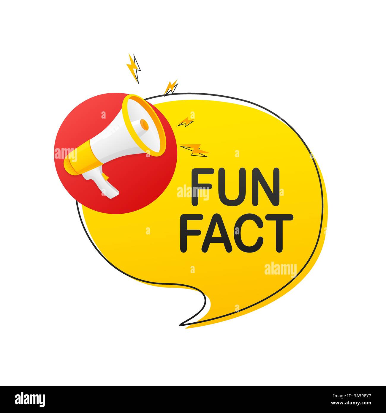 Fun fact. Badge with megaphone icon. Flat vector illustration on white ...