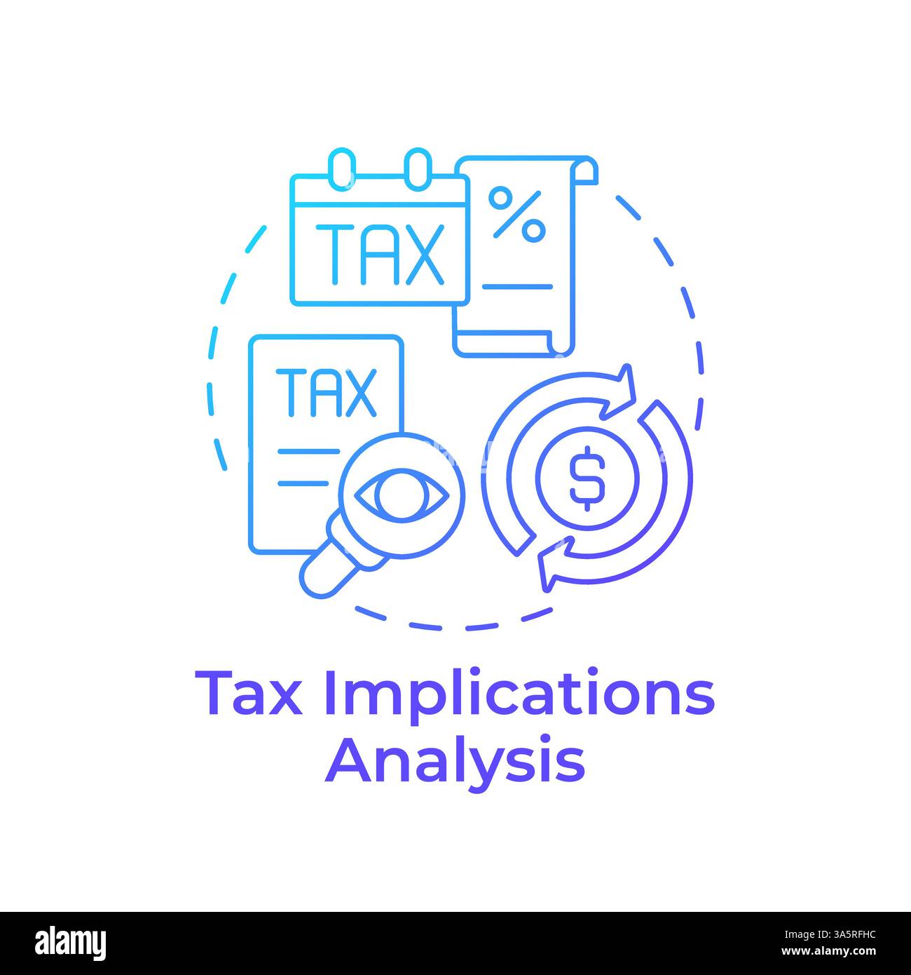 Tax implications analysis blue gradient concept icon Stock Vector Image ...